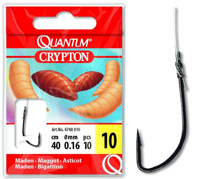 CRYPTON MAGGOT HOOK-TO-NYLON BL. #10 0.16mm 40cm 10pcs (4748010 ...